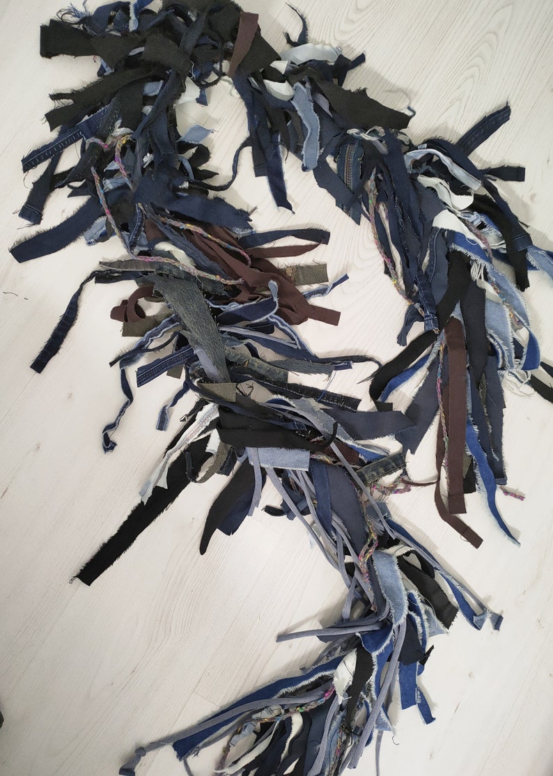 Die Frayed Jeans Denim Necklace Scruffy Torn Jeans Fabric - Etsy