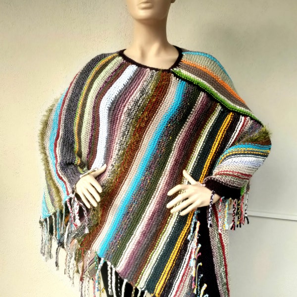 Hand Knit Poncho - Etsy