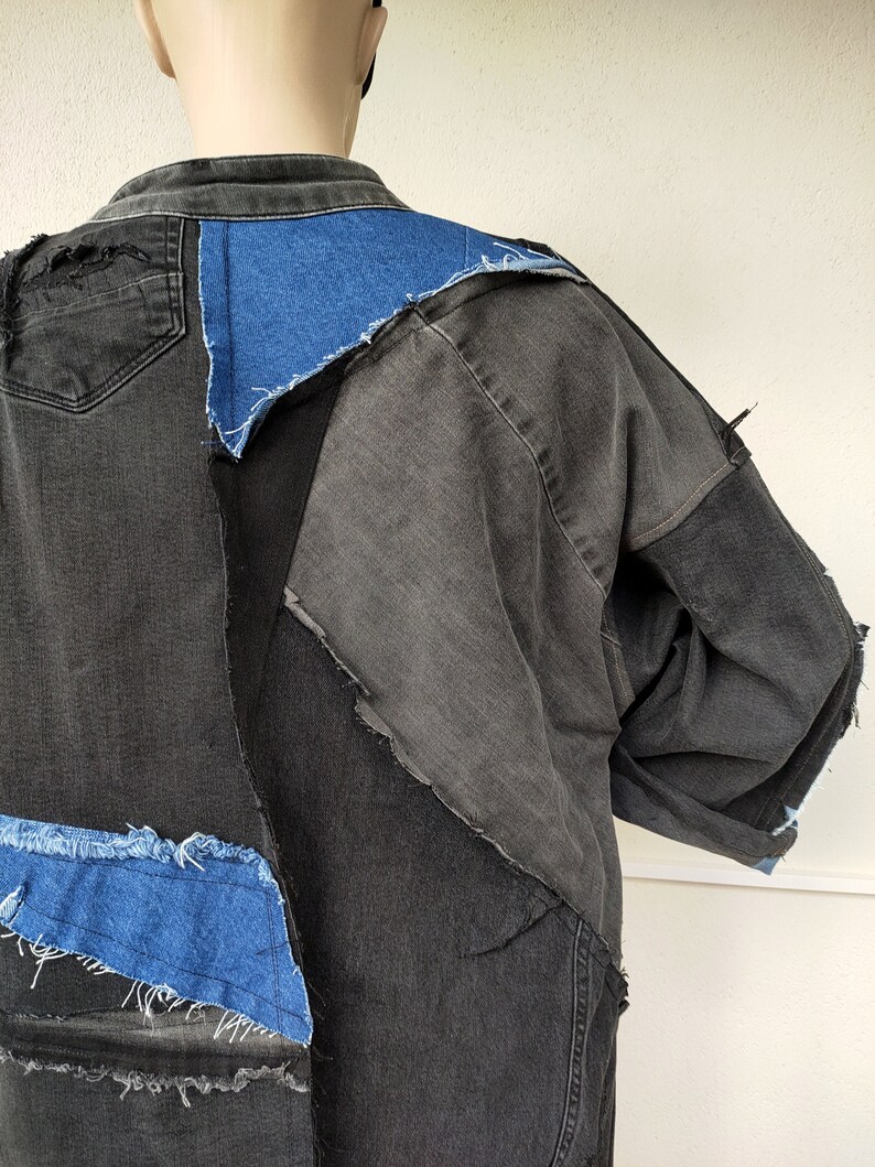 Denim Patchwork Kimono Unisex Coat Kimonos Jacket - Etsy