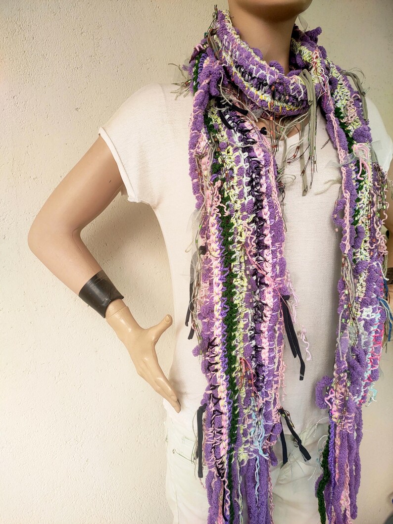 Die Frayed Yarn Necklace Scruffy Torn Jewelry Textile Striped Scarf ...