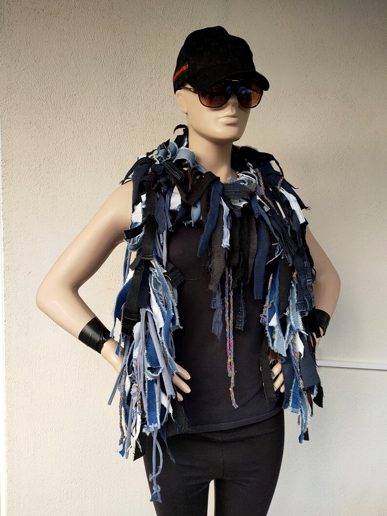 Die Frayed Jeans Denim Necklace Scruffy Torn Jeans Fabric - Etsy