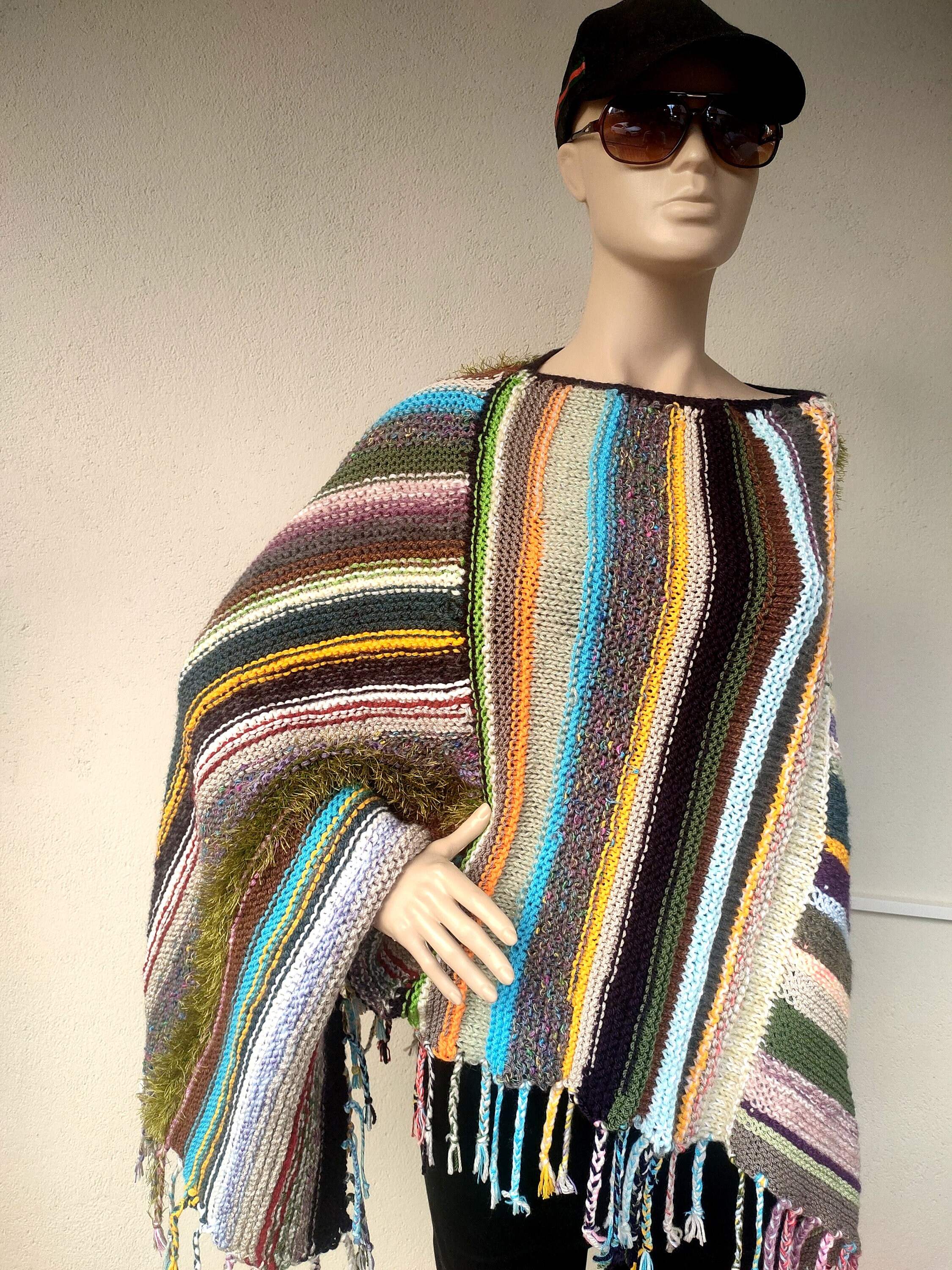 Boho Knitted Poncho Oversize Women Poncho Luxury Hand Knitted - Etsy UK