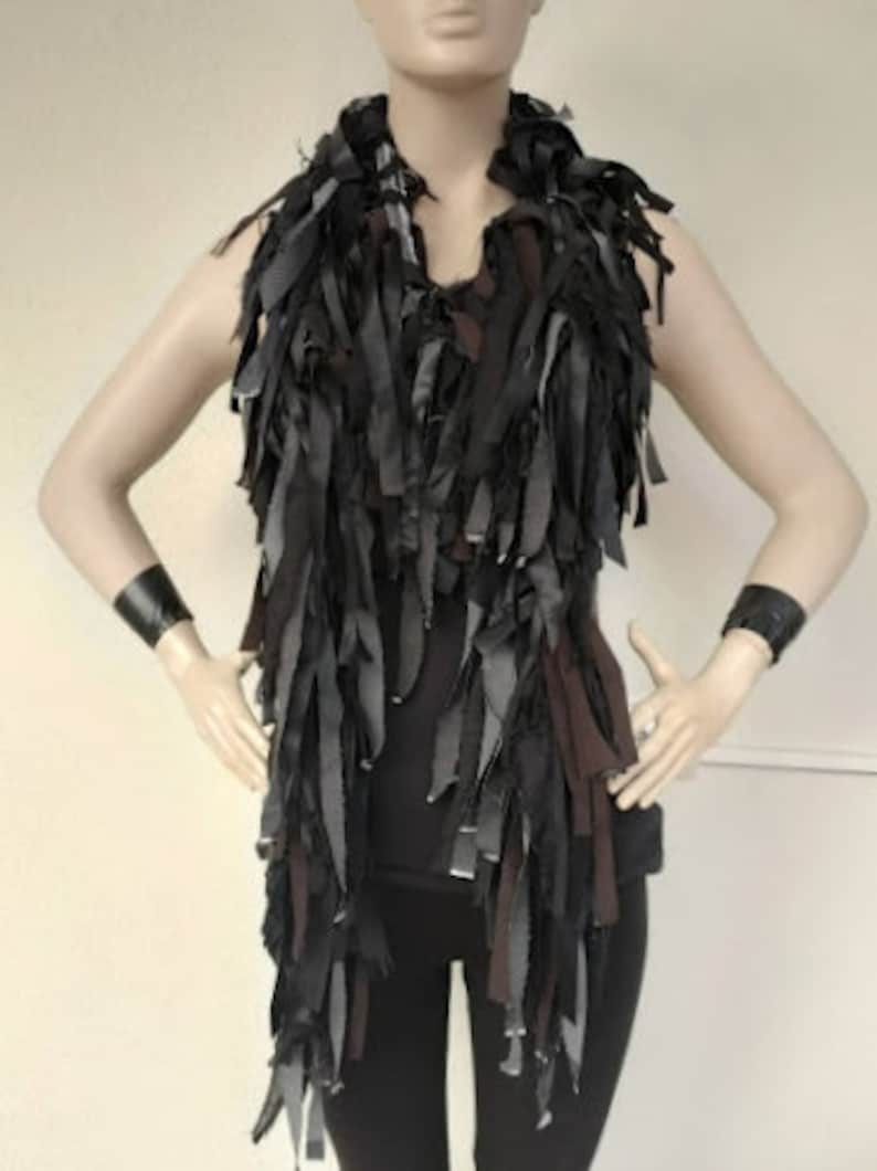 Die Frayed Vegan Leather Necklace Scruffy Torn Jeans Fabric - Etsy