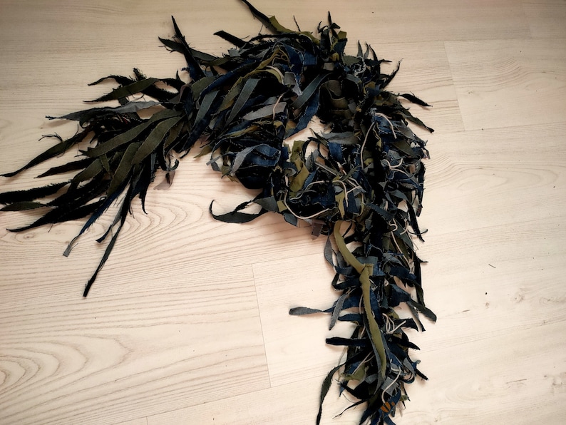 Die Frayed Jeans Denim Necklace Scruffy Torn Jeans Fabric - Etsy