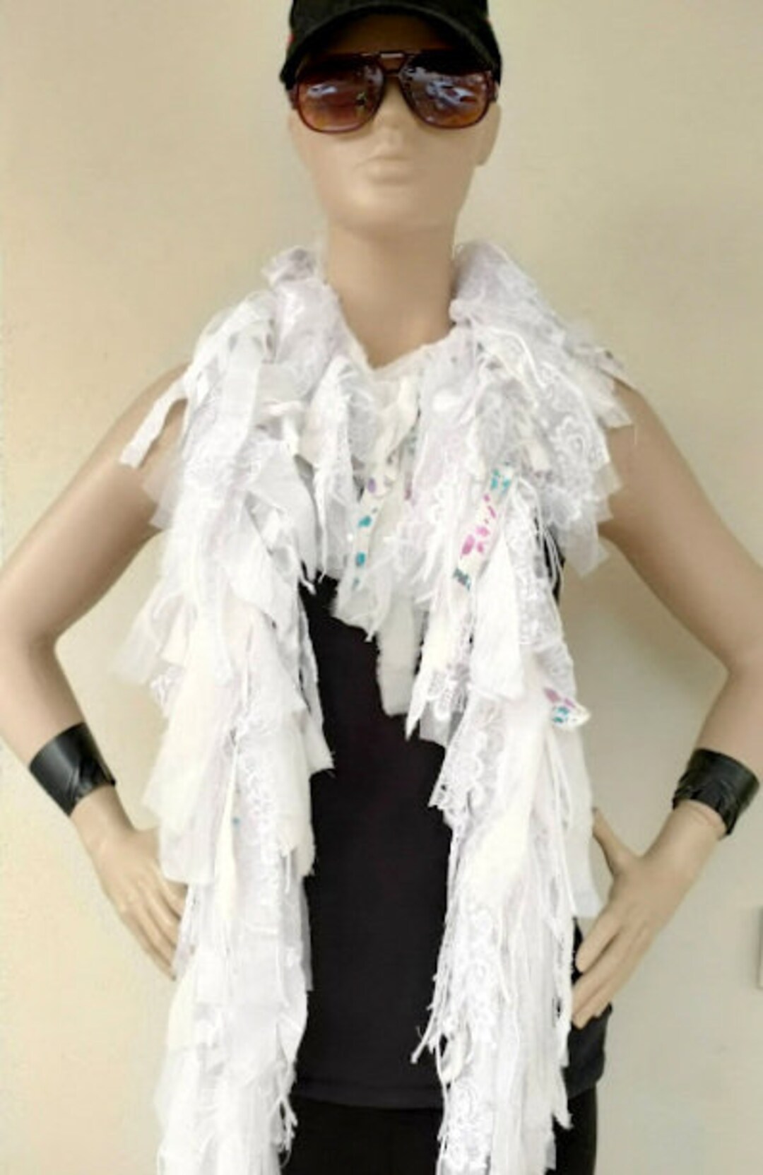 Die Frayed Fringe Upcycled Necklace Scruffy Torn Fabric Jewelry Textile ...