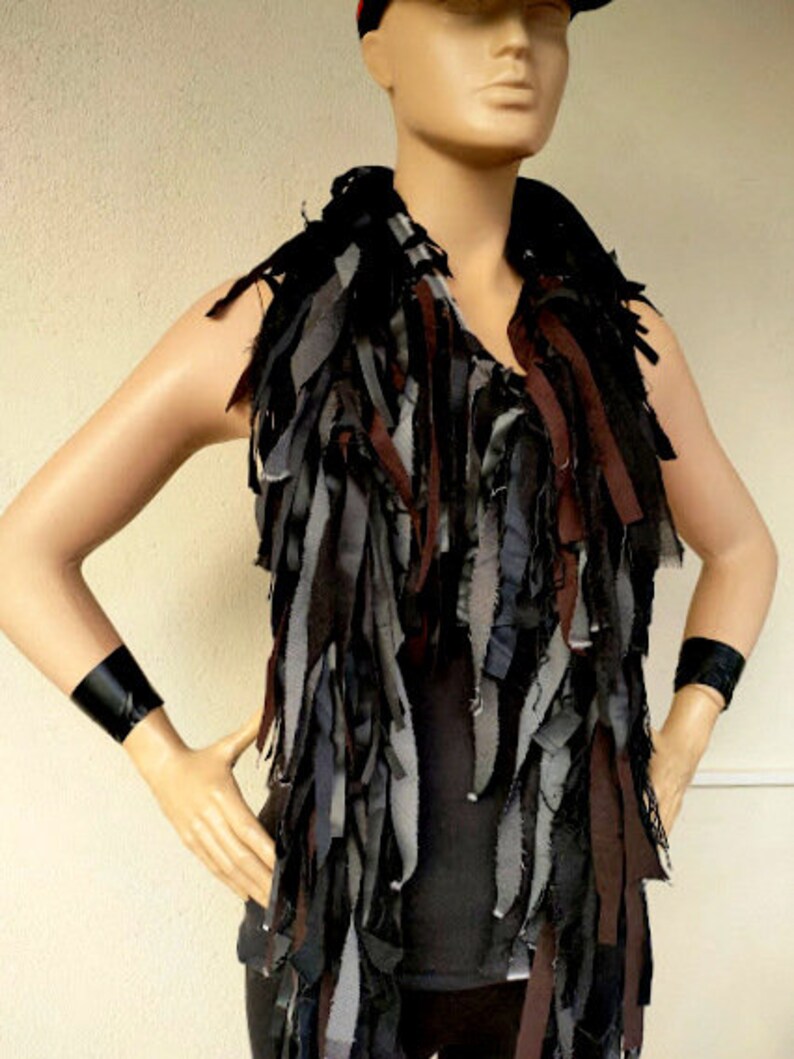 Die Frayed Vegan Leather Necklace Scruffy Torn Jeans Fabric - Etsy