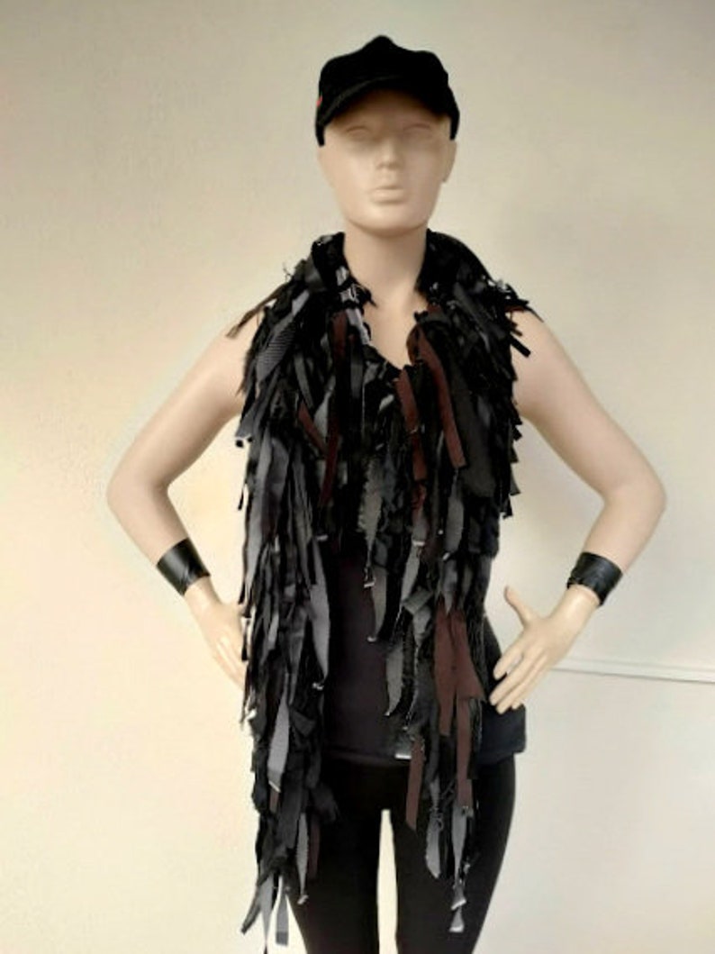 Die Frayed Vegan Leather Necklace Scruffy Torn Jeans Fabric - Etsy