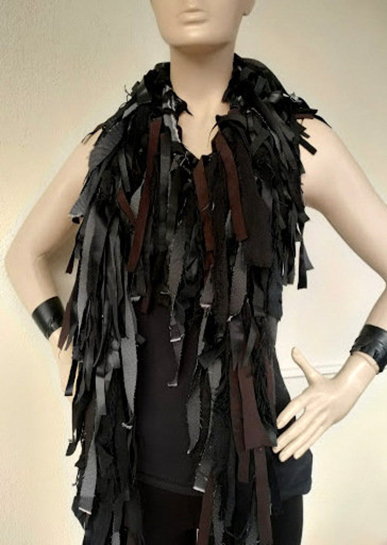 Die Frayed Vegan Leather Necklace Scruffy Torn Jeans Fabric - Etsy