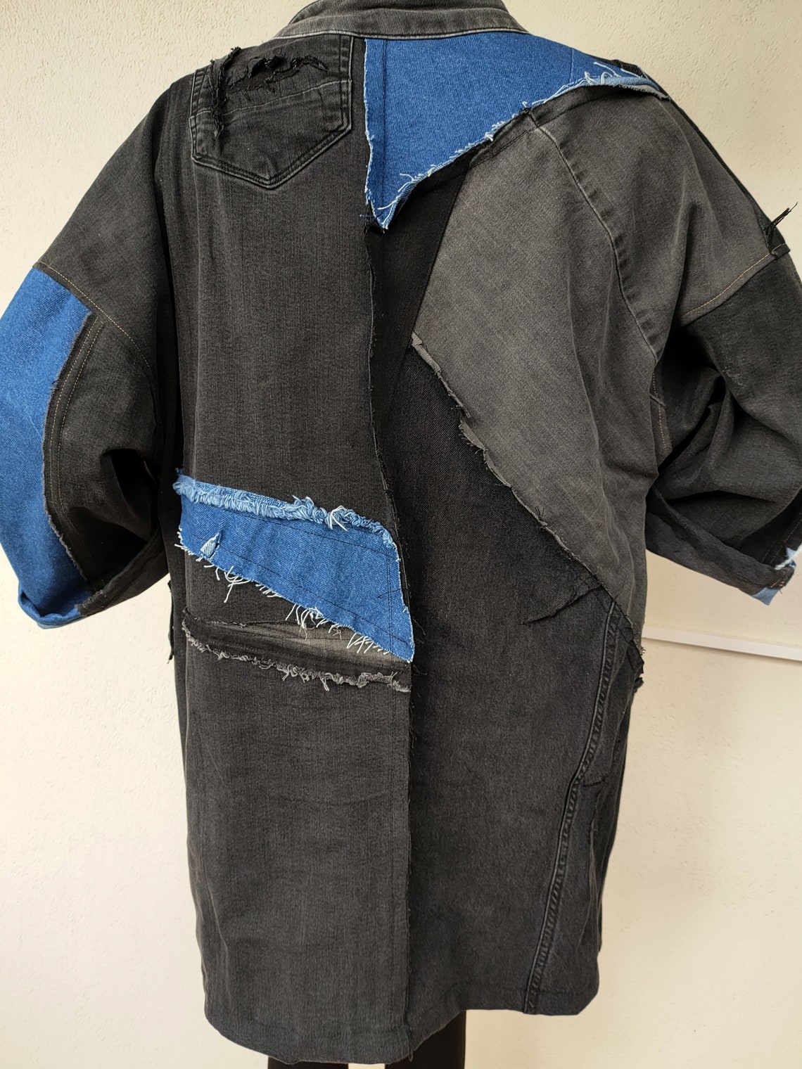 Denim Patchwork Kimono Unisex Coat Kimonos Jacket - Etsy