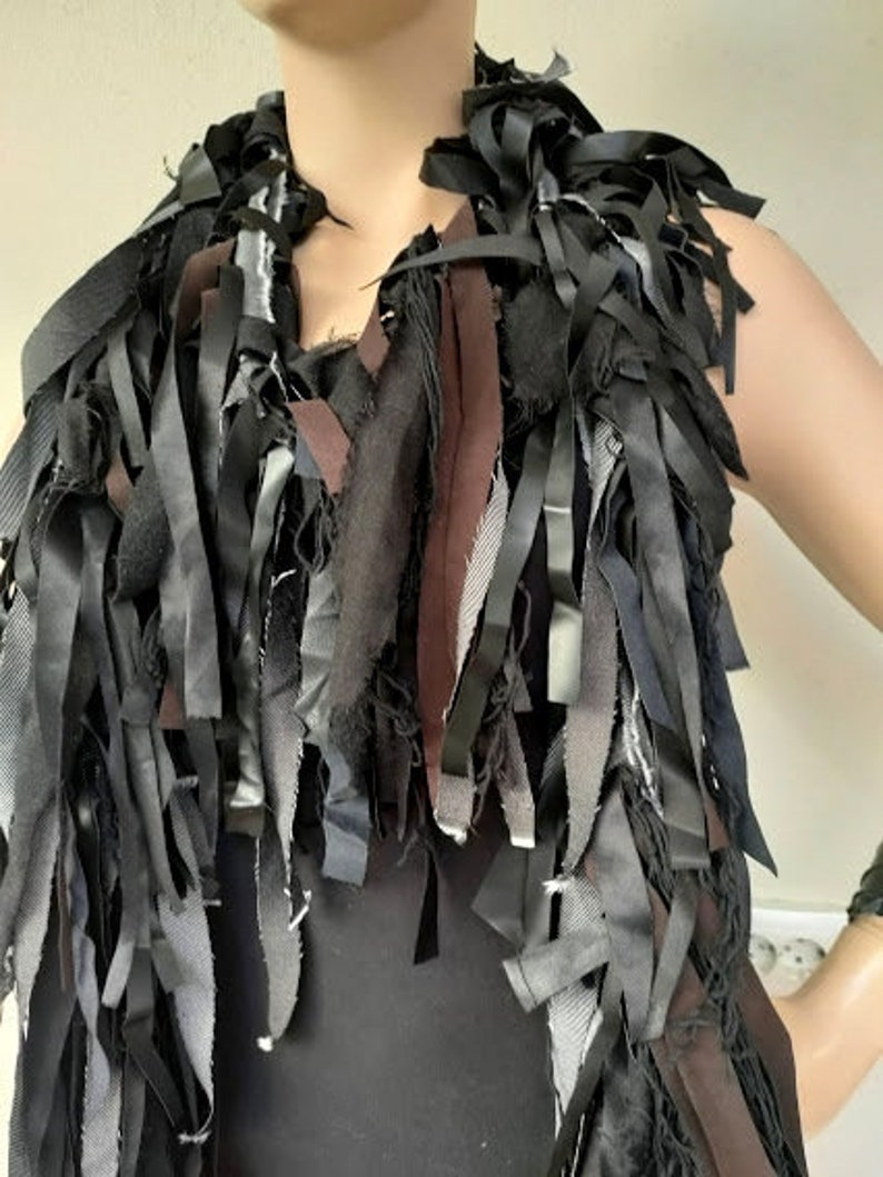 Die Frayed Vegan Leather Necklace Scruffy Torn Jeans Fabric - Etsy