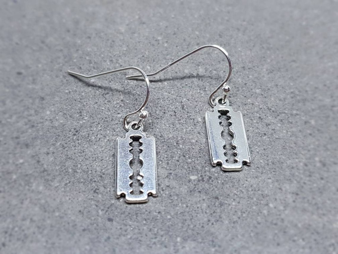 Razor Blade Earrings, Hypoallergenic Ear Wires - Etsy UK