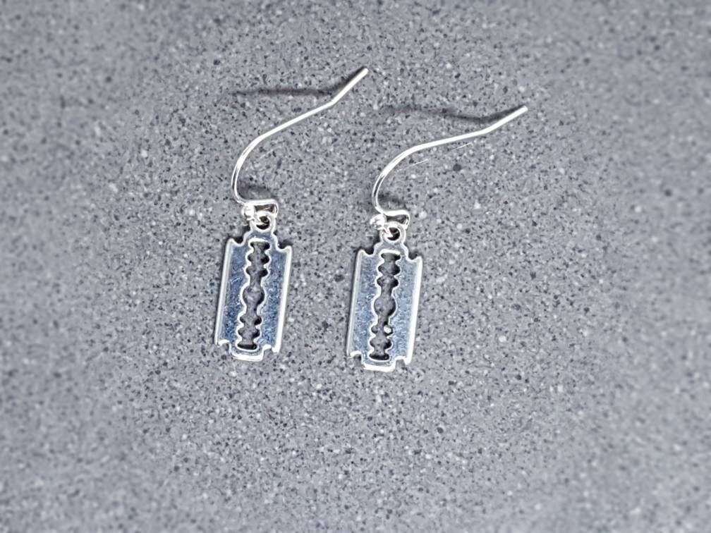 Razor Blade Earrings, Hypoallergenic Ear Wires - Etsy UK