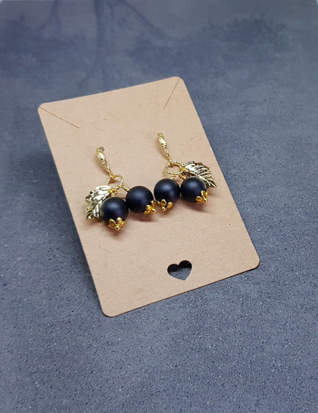 Glass Blackcurrant Earrings, Fruit Earrings, Hypoallergenic Brass Ear ...