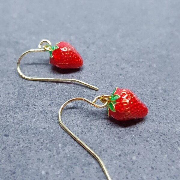 Strawberry Earrings - Etsy