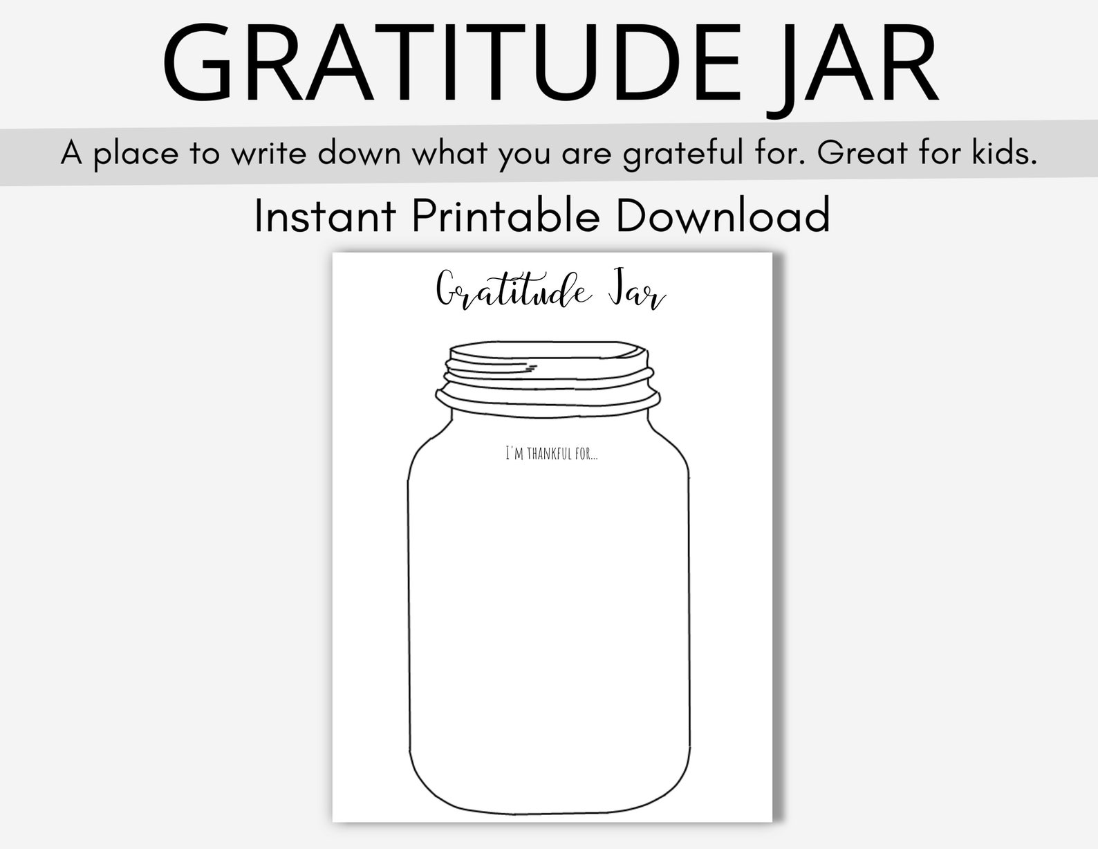 Gratitude Jar Printable: Thankfulness Self Care Play | Etsy