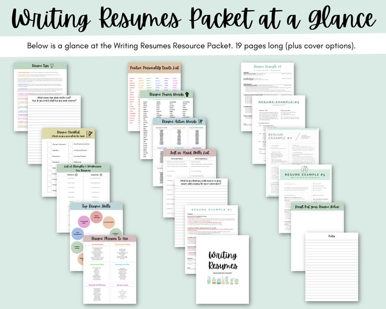 Writing Resumes Resource Packet: Modern Resume, Job Search, How to ...