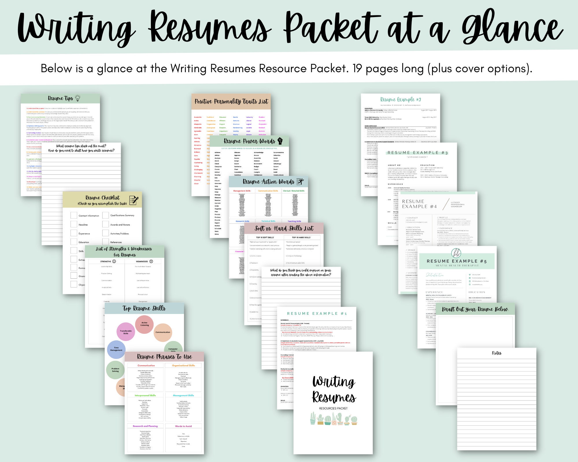 Writing Resumes Resource Packet: Modern Resume, Job Search, How to ...