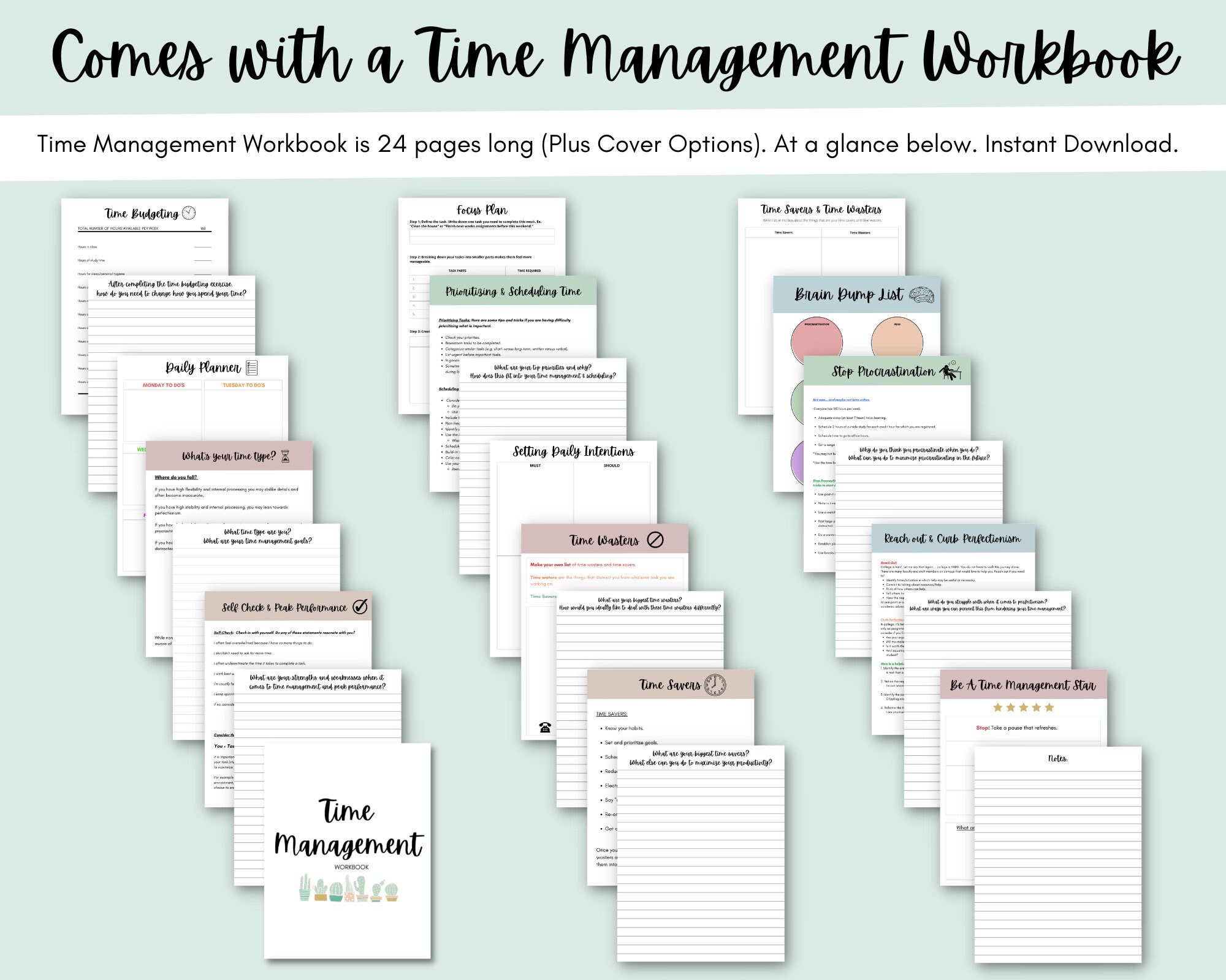 2024 Time Management BUNDLE: Workbook, Prioritizing, Tool, Calendars ...