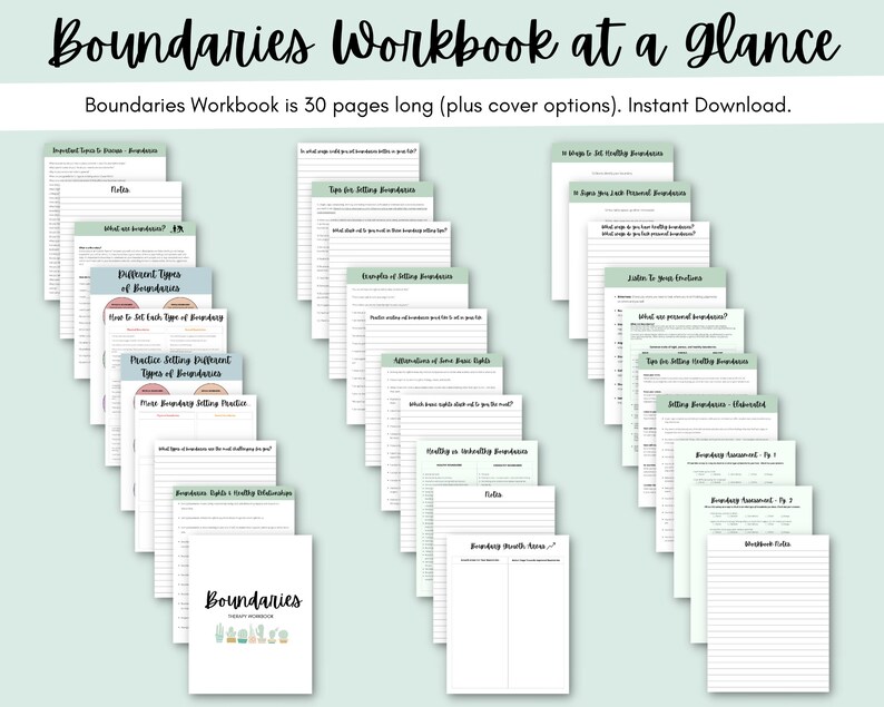 Boundaries Therapy Workbook: Self Help Workbook, Setting Healthy ...