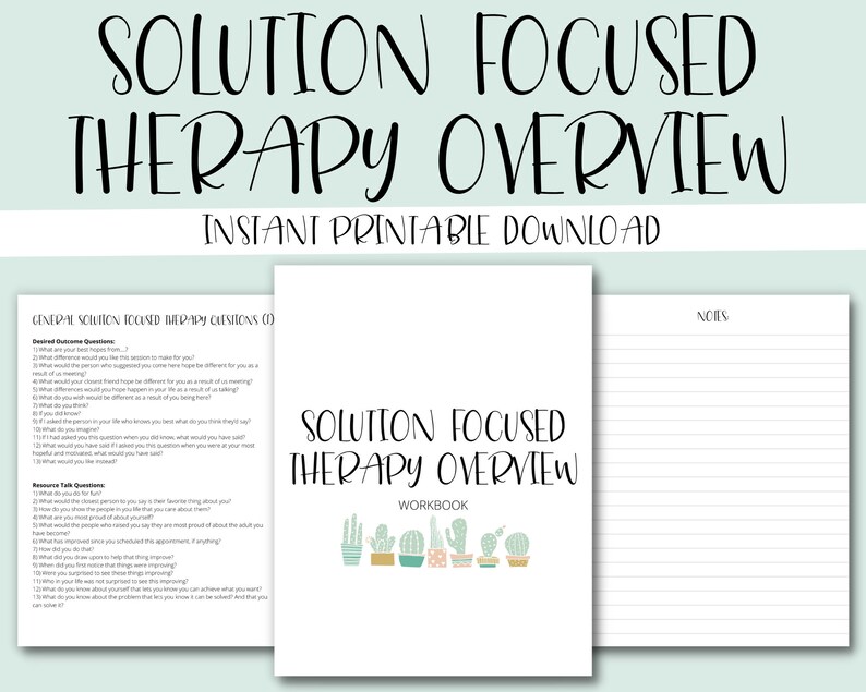 Solution Focused Therapy Overview Workbook: Brief Therapy - Etsy