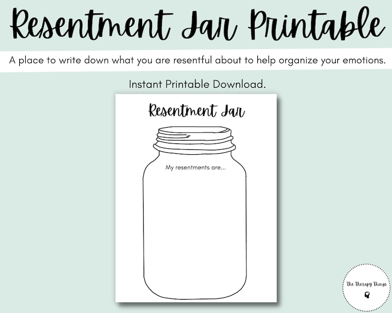 Resentment Jar Printable: Manage Emotions, Name It to Tame It ...