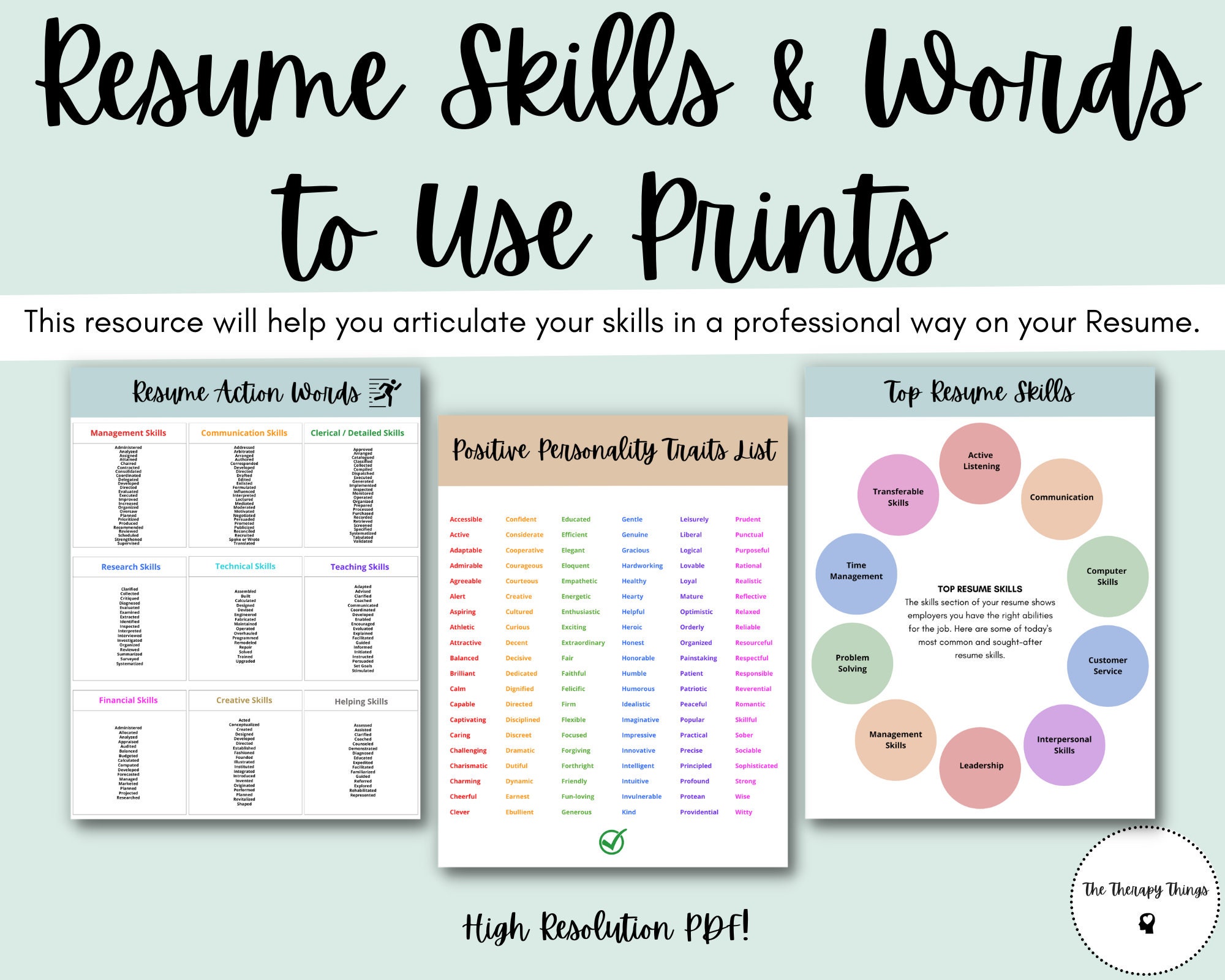 Resume Skills & Words to Use: Action Words, Positive Personality Traits ...