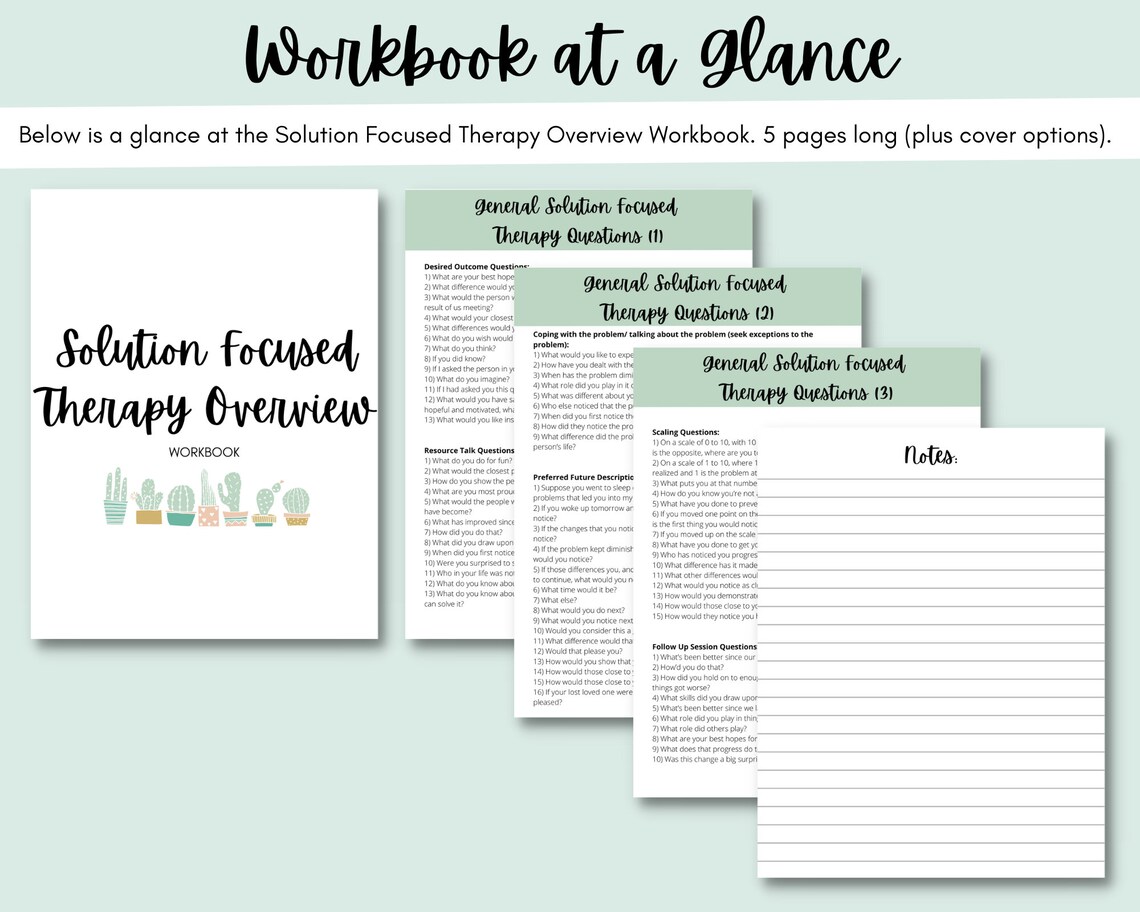 Solution Focused Therapy Overview Workbook: Brief Therapy, Therapy ...