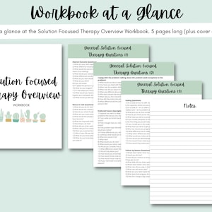 Solution Focused Therapy Overview Workbook: Brief Therapy, Therapy ...