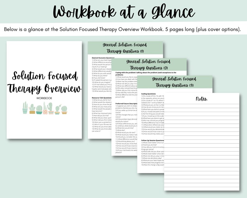 Solution Focused Therapy Overview Workbook: Brief Therapy, Therapy ...