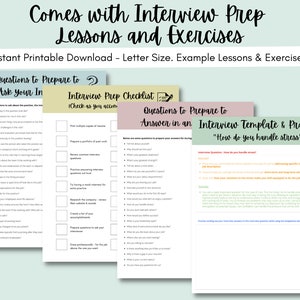 Job Interview Prep Resources Packet: Interview Guide Template, Practice ...