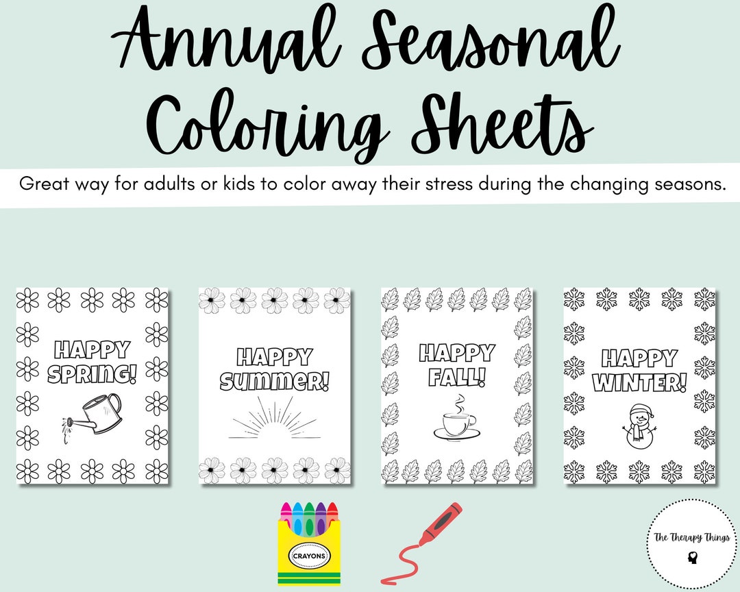 Annual Seasonal Coloring Sheets: Color Pages, Fall Coloring, Winter ...