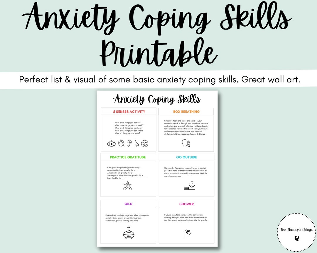 Anxiety Coping Skills Printable: Mental Health, Stress Management ...