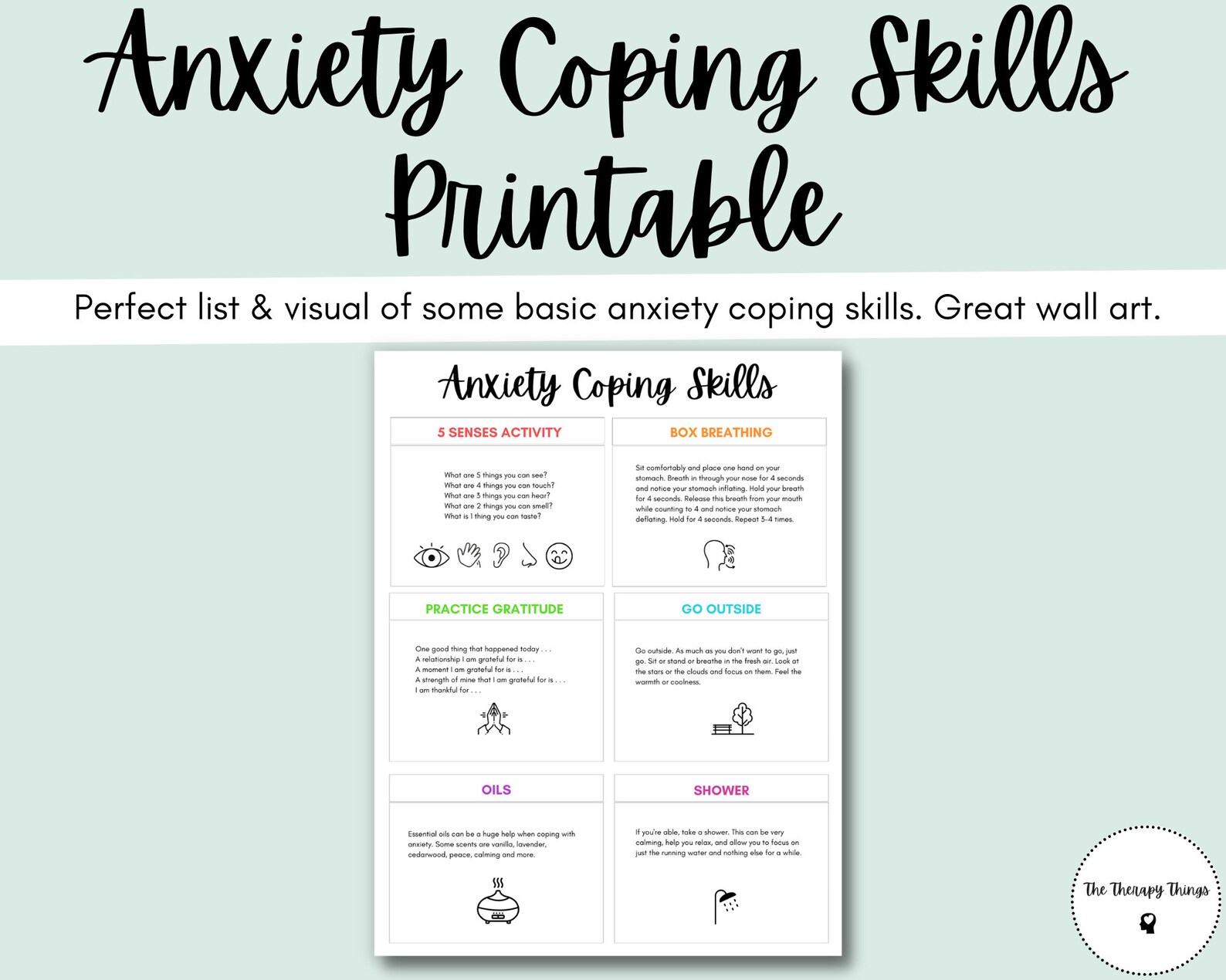 Anxiety Coping Skills Printable: Mental Health, Stress Management ...