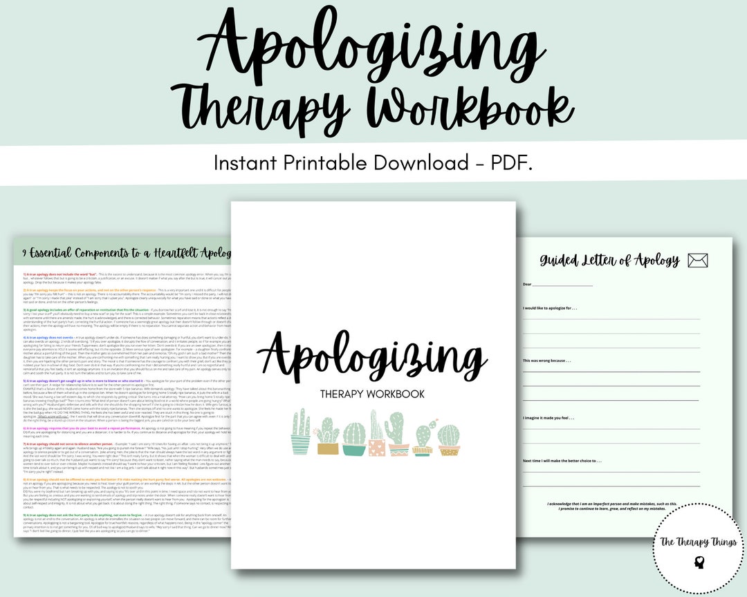 Apologizing Therapy Workbook: Apology Gift, Reconciling Skills, Sorry ...