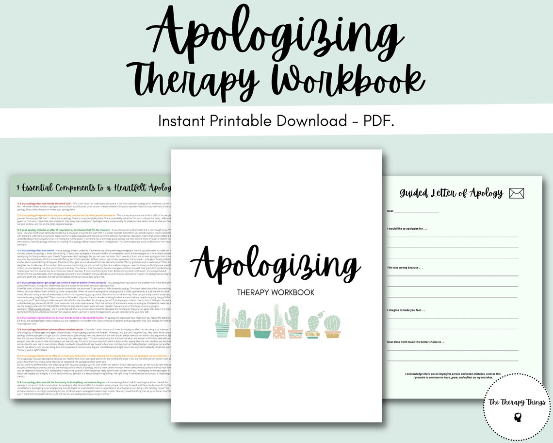 Apologizing Therapy Workbook: Apology Gift Reconciling - Etsy