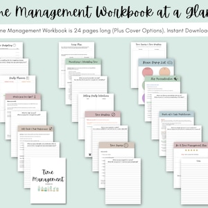 Time Management Workbook: Printable, Planner, Time Manager, Worksheets ...