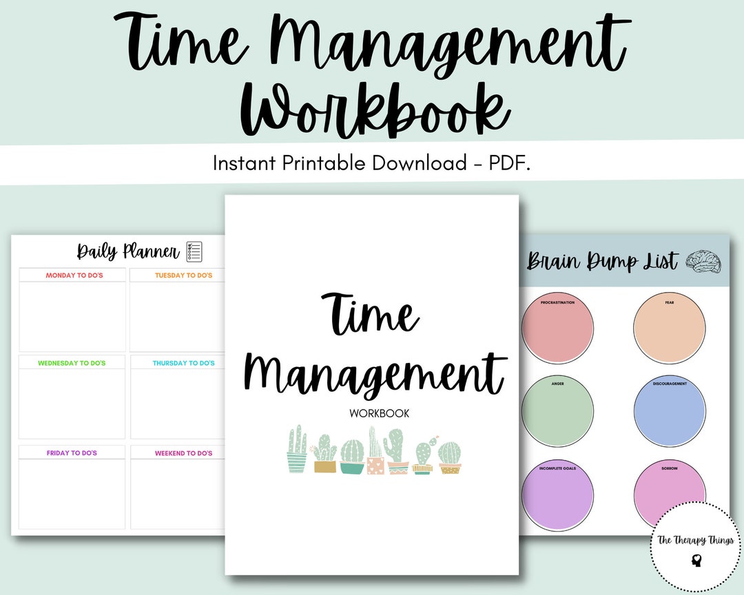 Time Management Workbook: Printable, Planner, Time Manager, Worksheets ...