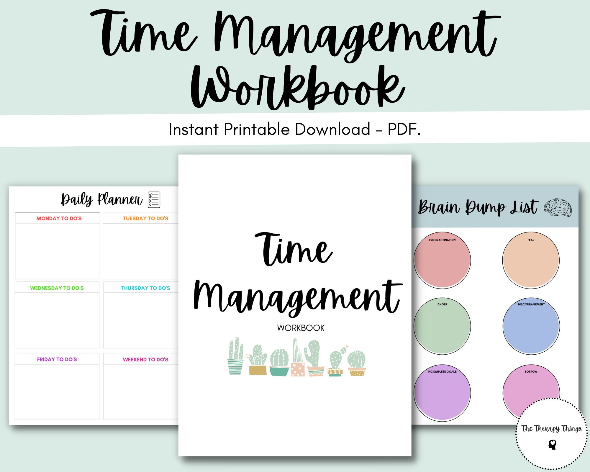 Time Management Workbook: Printable, Planner, Time Manager, Worksheets ...