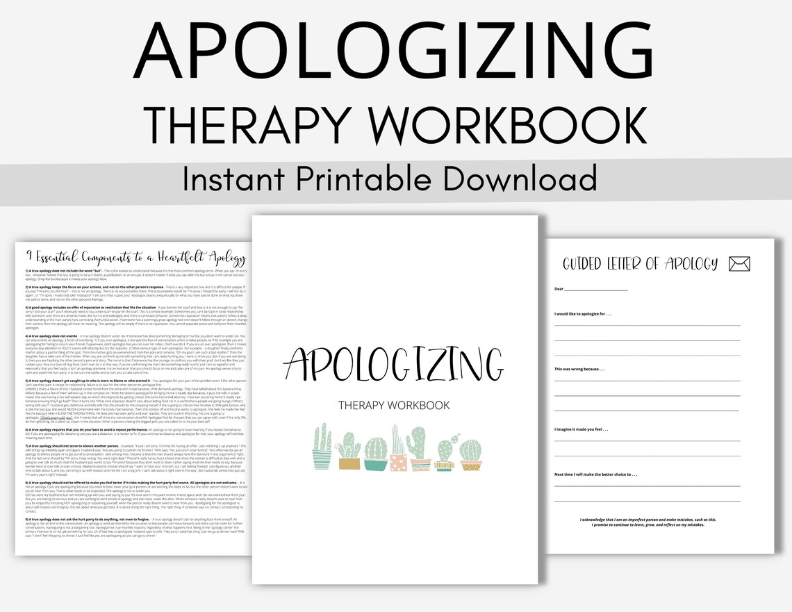 Apologizing Therapy Workbook: Apology Gift Reconciling | Etsy