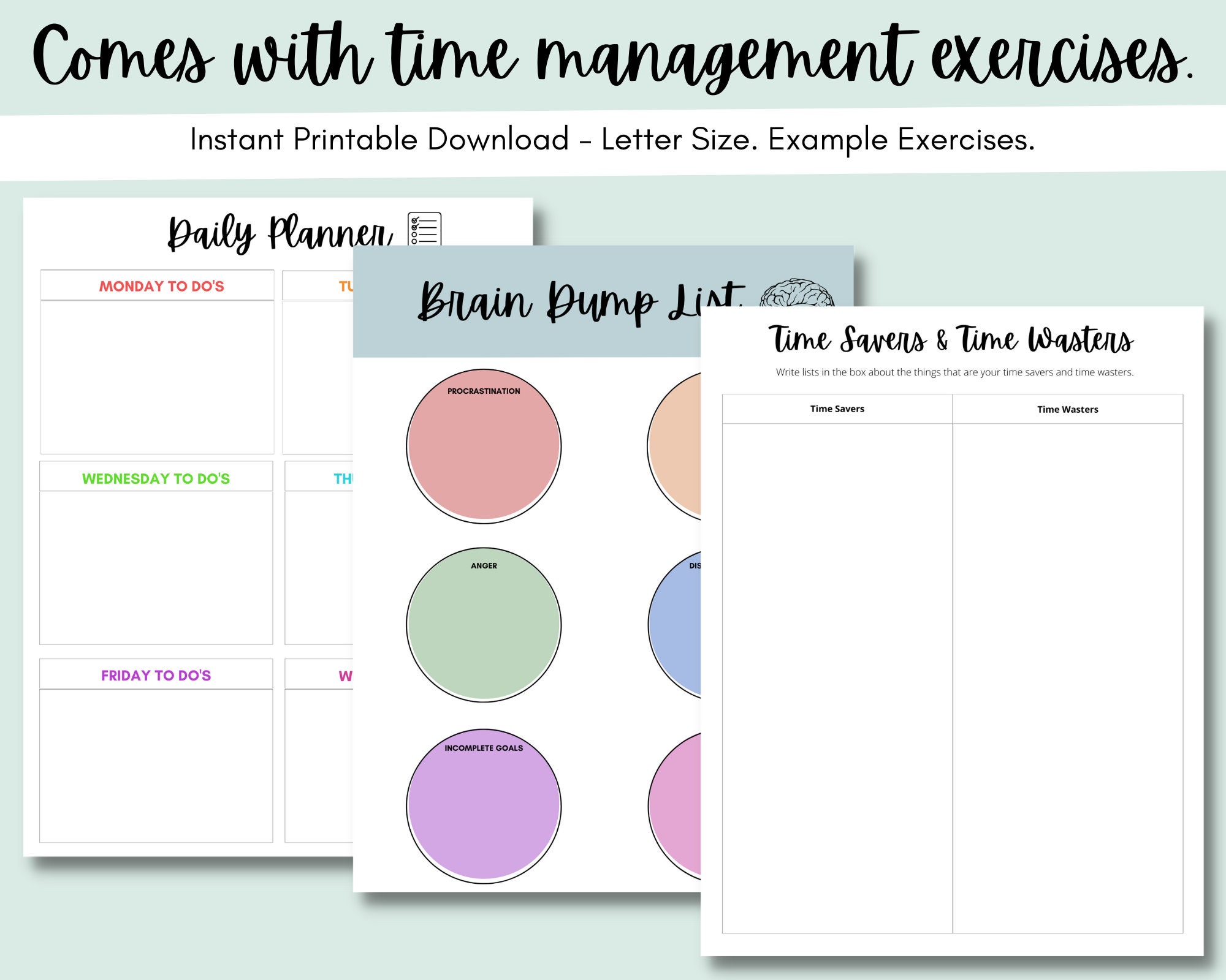 Time Management Workbook: Printable, Planner, Time Manager, Worksheets ...