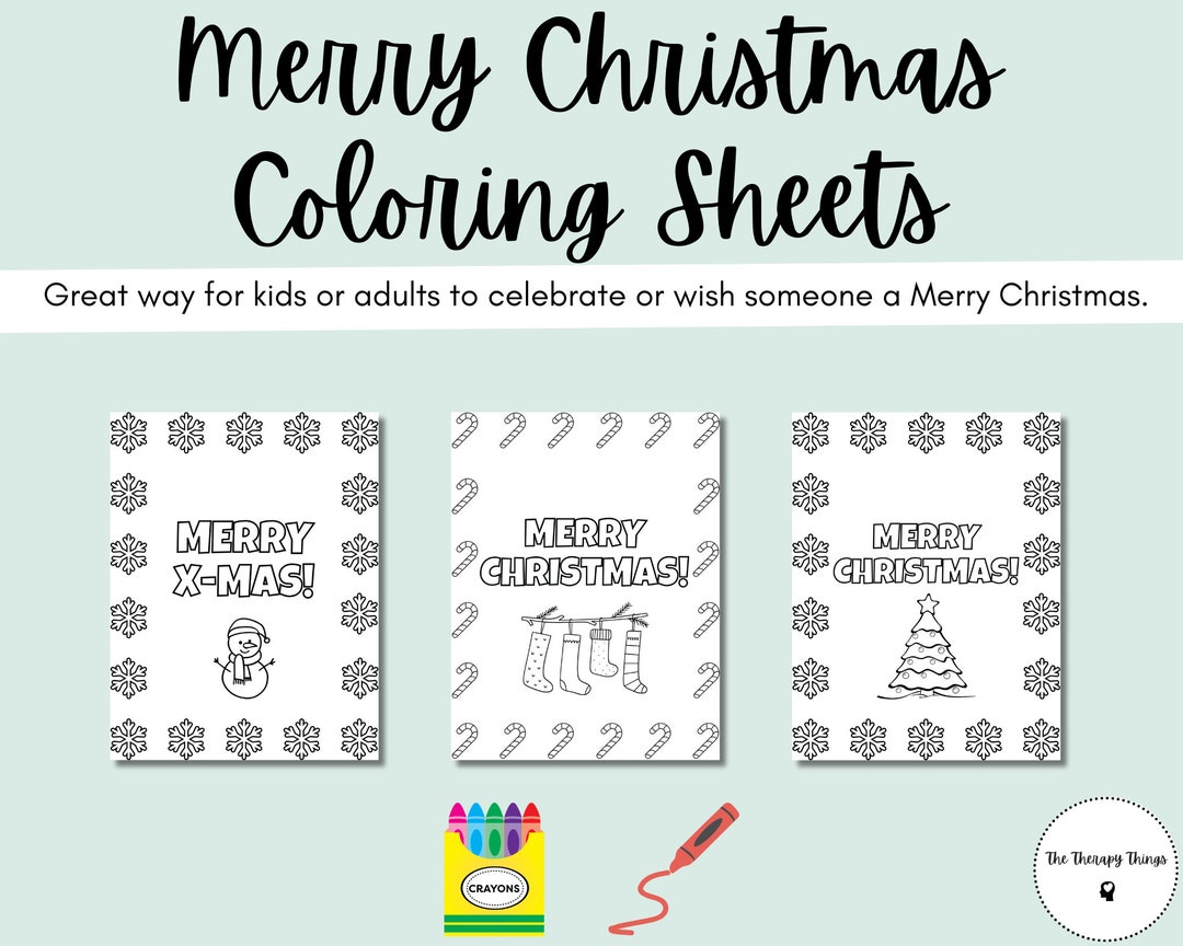 Merry Christmas Coloring Sheet: Adult Coloring Page, Child Coloring ...