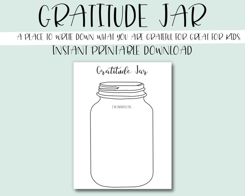 Gratitude Jar Printable: Thankfulness Self Care Play - Etsy