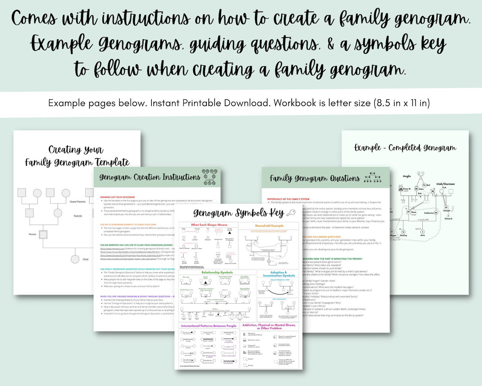 Family Genogram Therapy Workbook: Family Tree, Generations, Dynamics ...