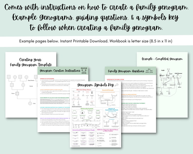 Family Genogram Therapy Workbook: Family Tree, Generations, Dynamics ...