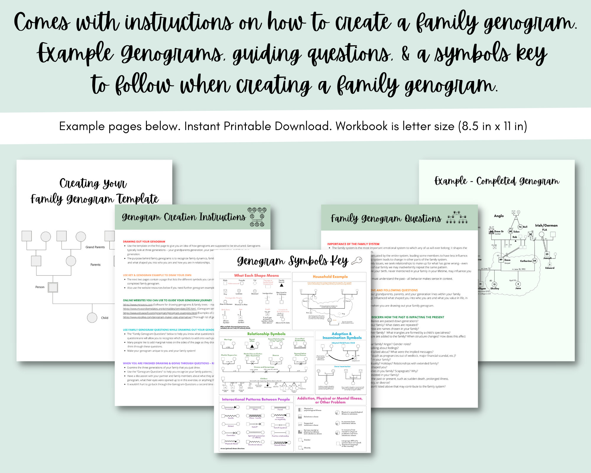 Family Genogram Therapy Workbook: Family Tree, Generations, Dynamics ...
