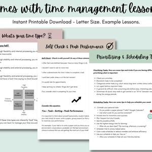 Time Management Workbook: Printable, Planner, Time Manager, Worksheets ...