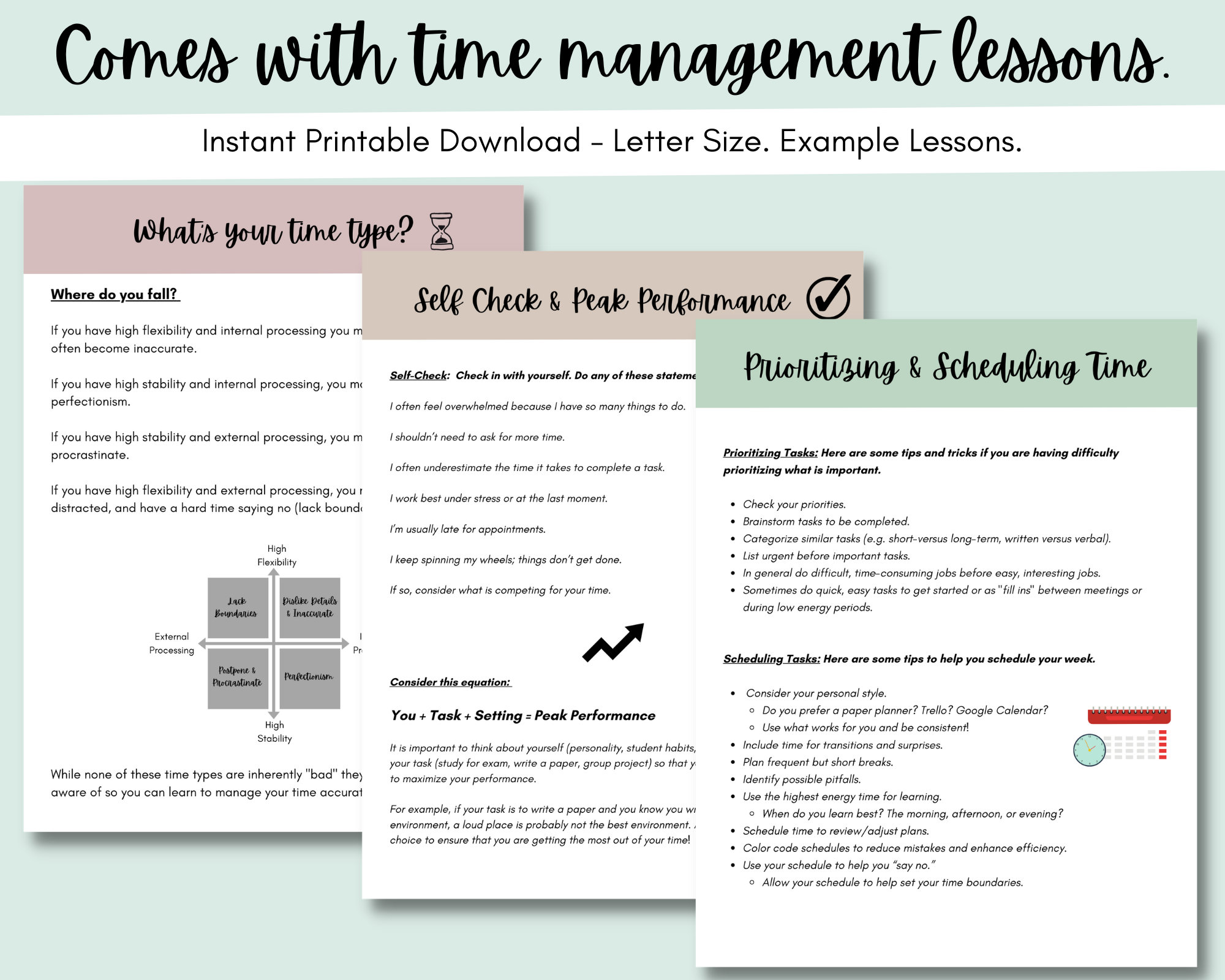 Time Management Workbook: Printable, Planner, Time Manager, Worksheets ...