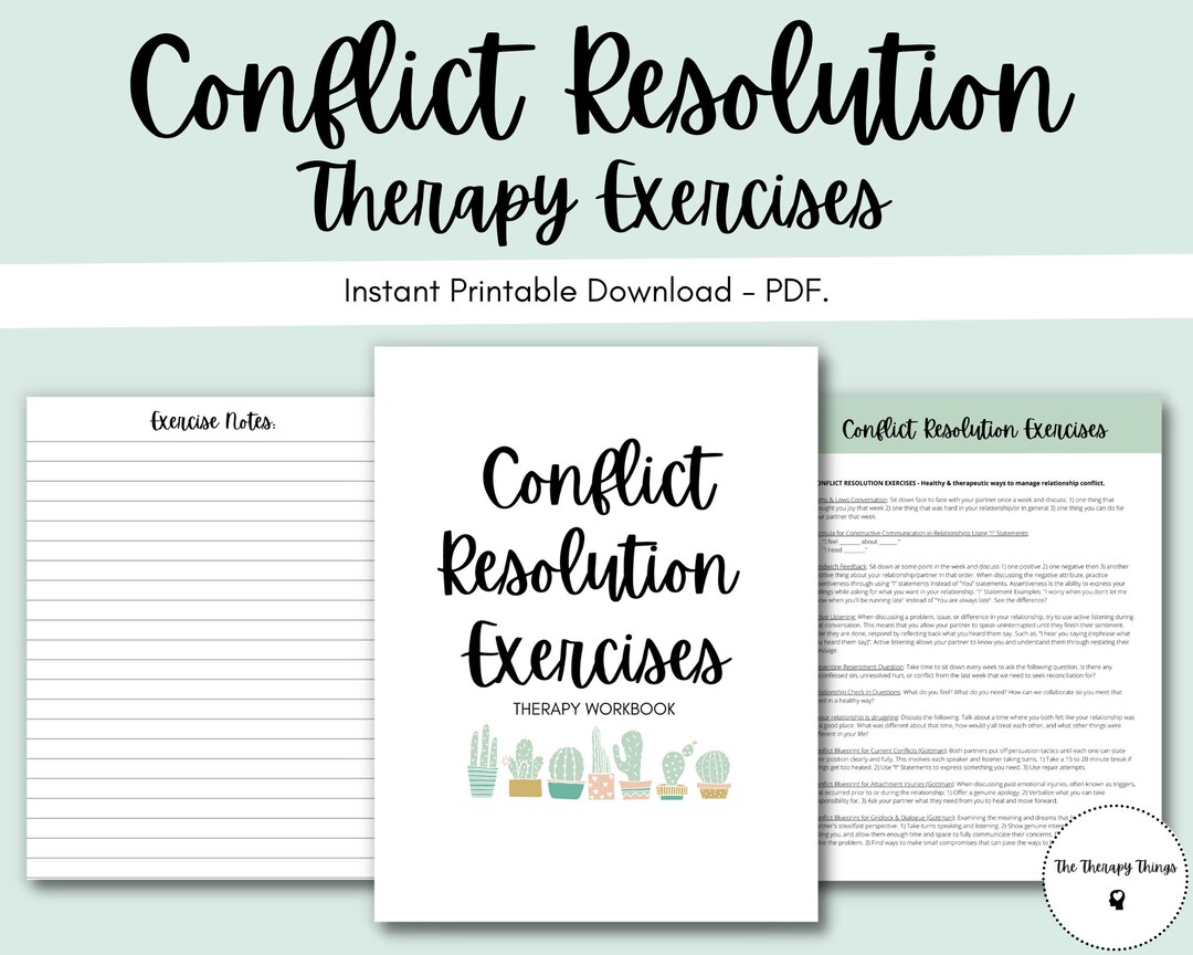 Conflict Resolution Exercises Therapy Workbook: Mental Health - Etsy