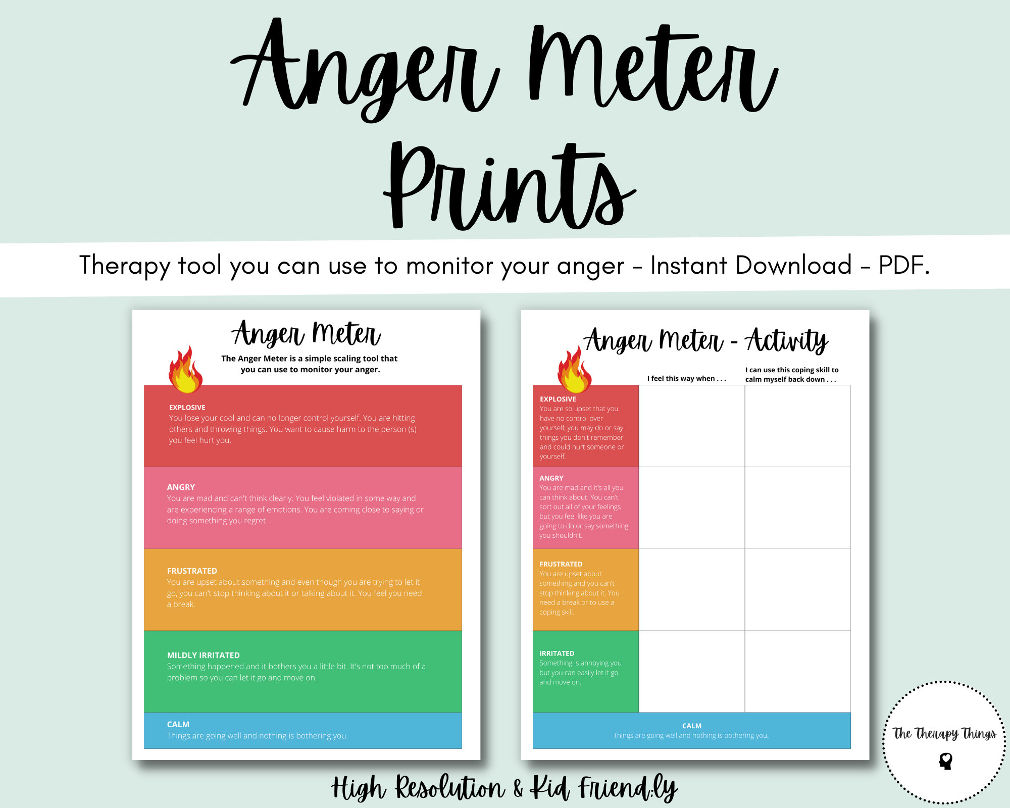 Anger Meter Printables: Monitor Anger, Manage Emotions, Mental Health ...