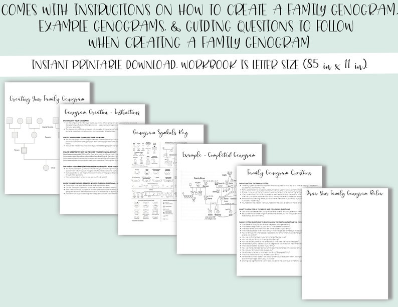 Family Genogram Therapy Workbook: Family Tree Generations - Etsy